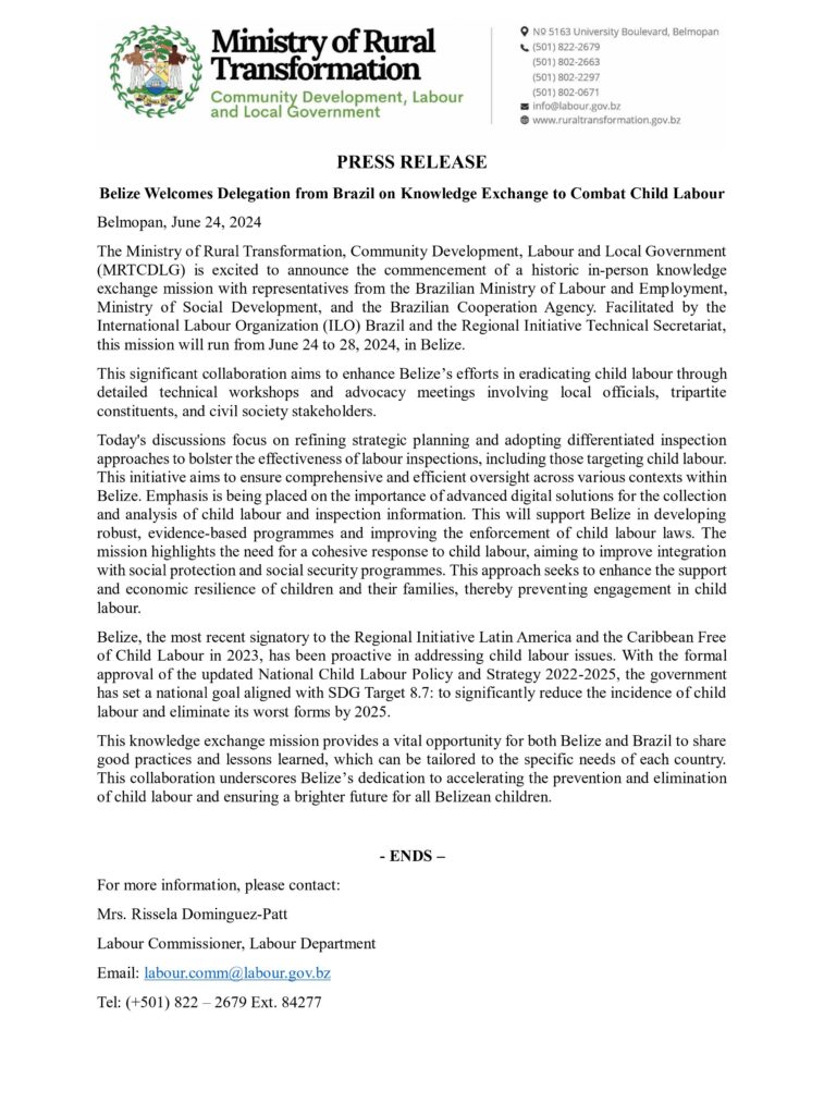 Taking Steps Towards Ending Child Labor in Belize | Greater Belize Media