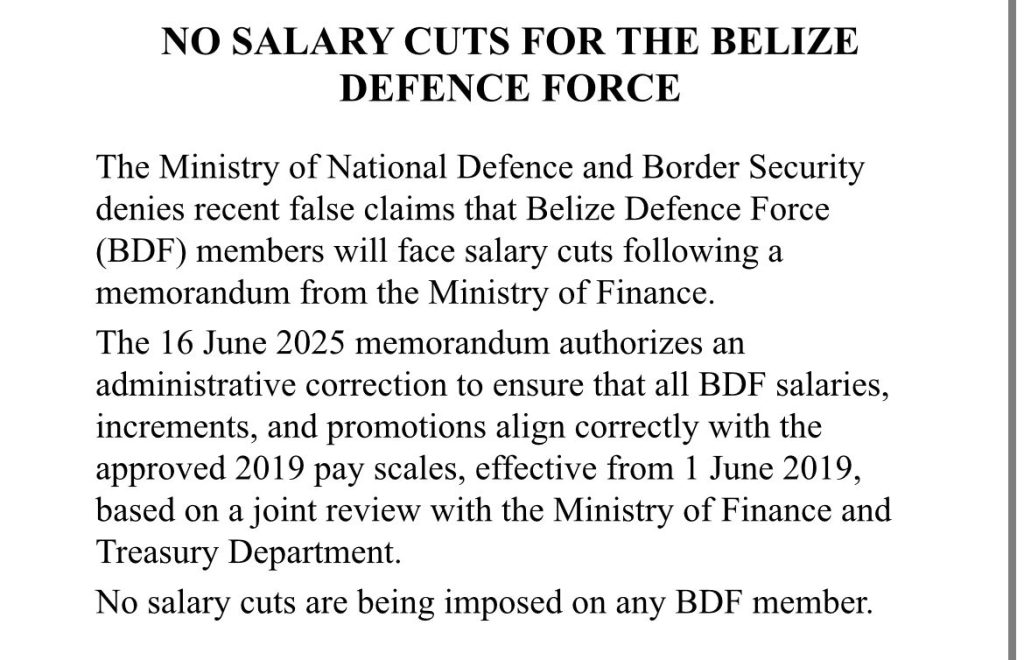 No Pay Cuts for BDF Soldiers, Says Defense Ministry | Greater Belize Media