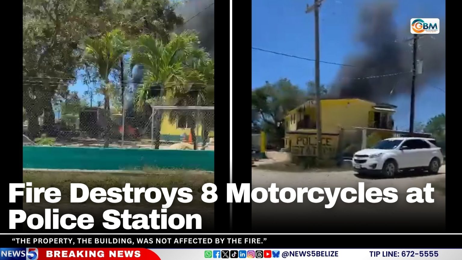 Fire Destroys 8 Motorcycles at Police Station | Greater Belize Media