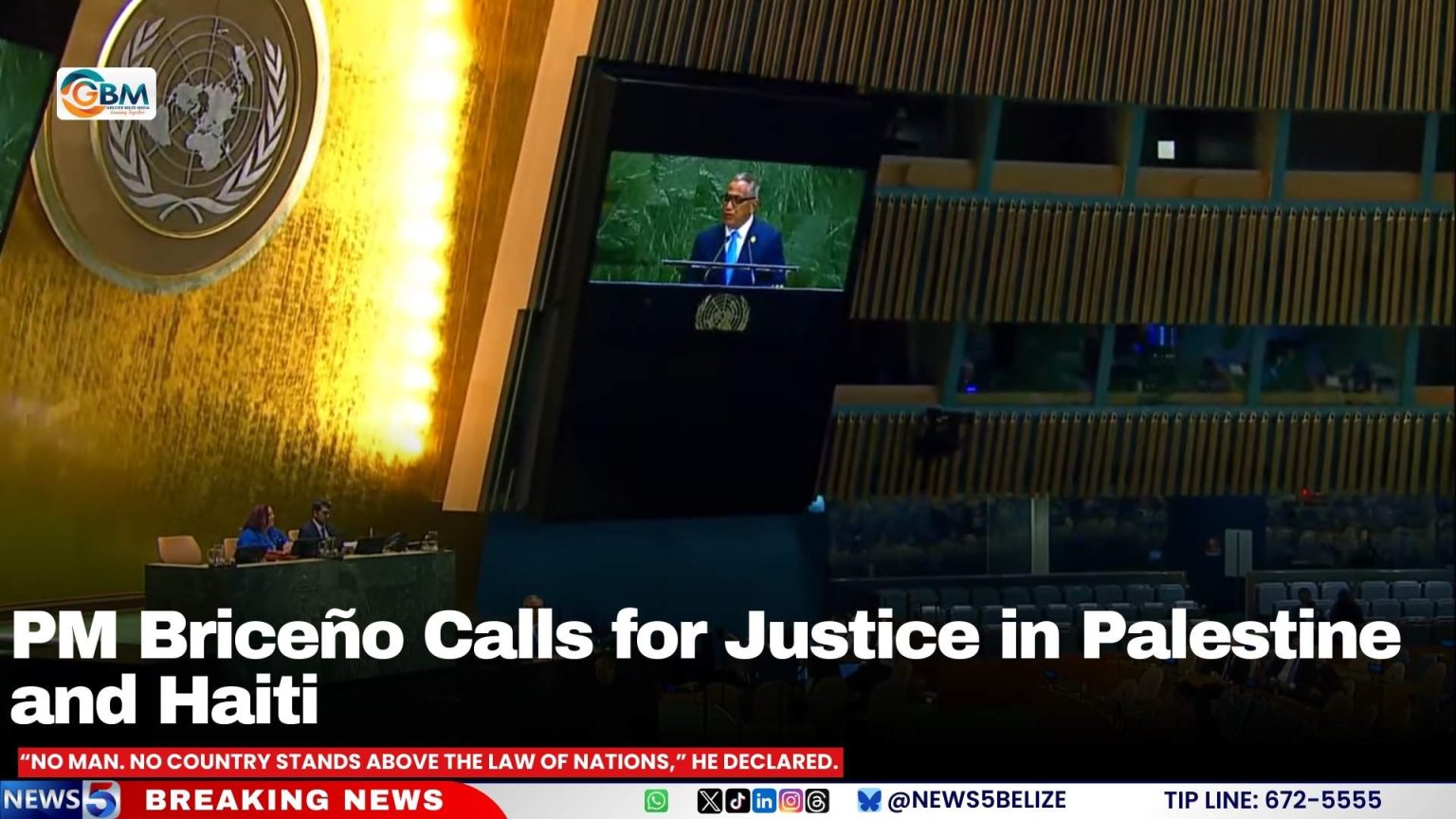 PM Briceño Calls for Justice in Palestine and Haiti | Greater Belize Media
