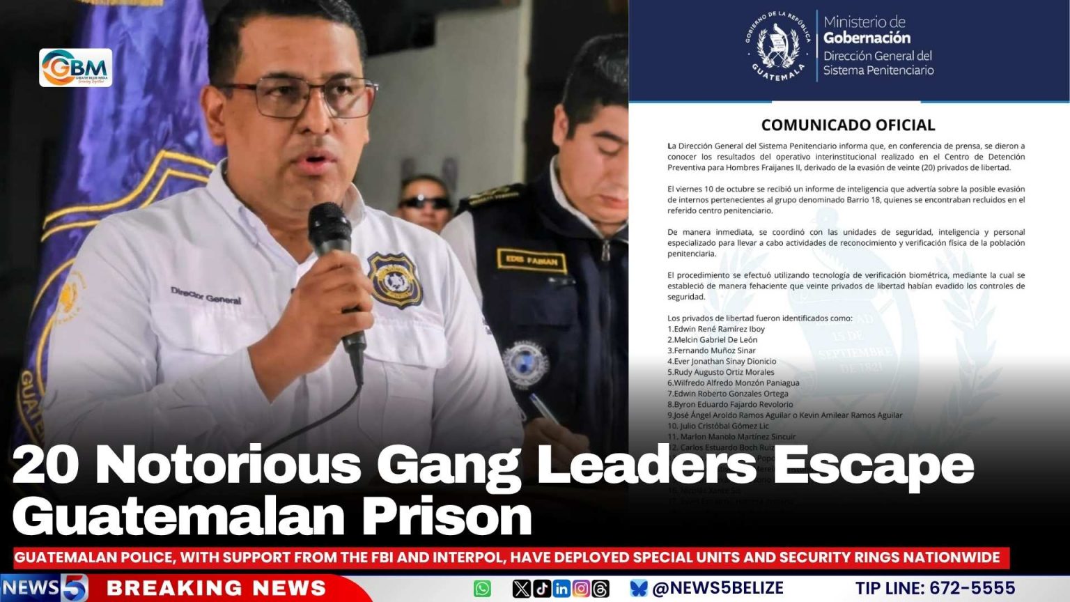 20 Notorious Gang Leaders Escape Guatemalan Prison | Greater Belize Media