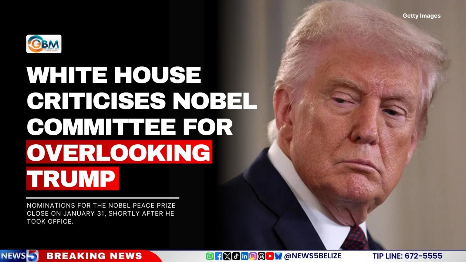 White House Criticises Nobel Committee for Overlooking Trump | Greater ...