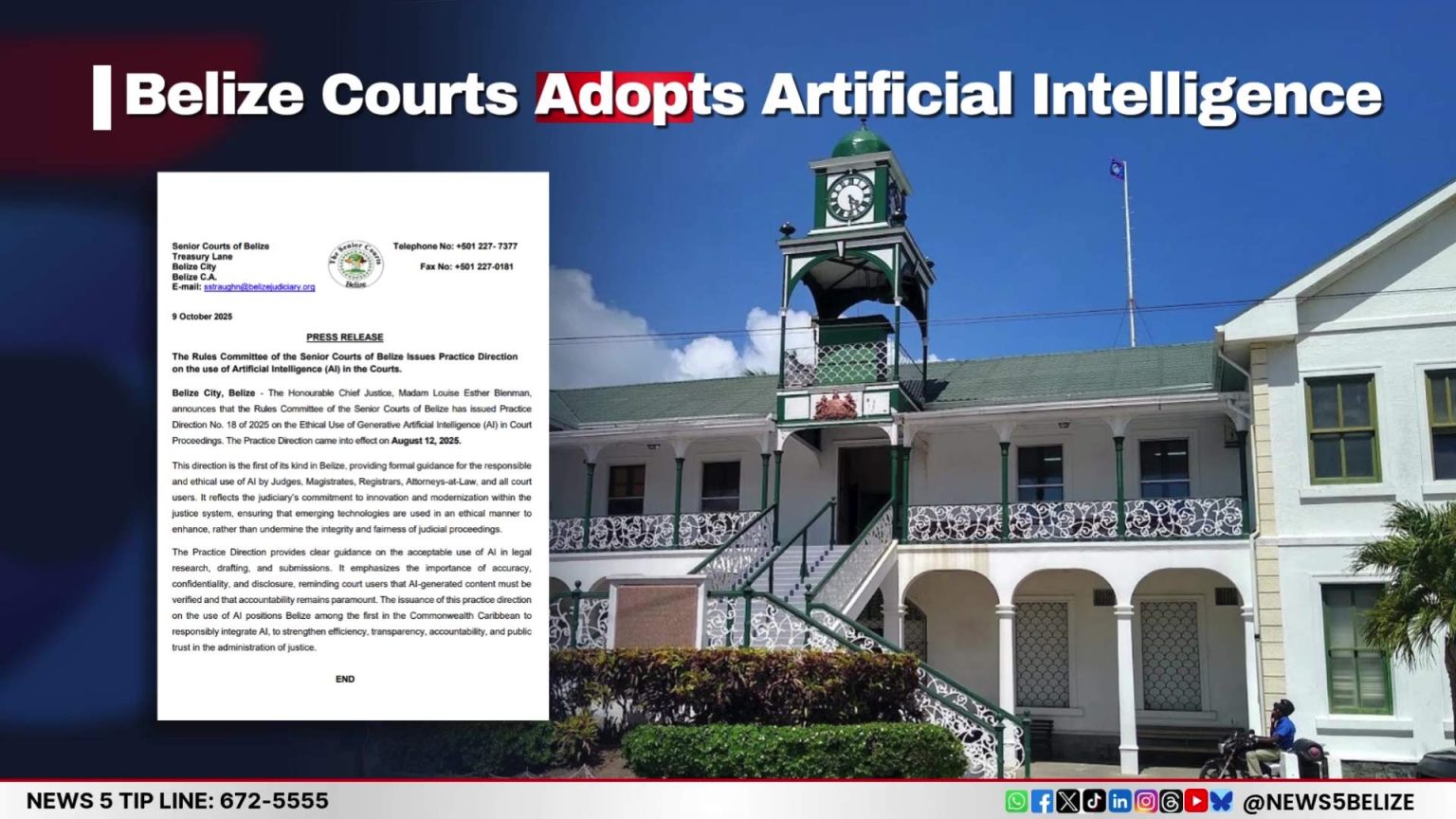 Practice Direction 18 Ushers AI into Belize’s Senior Courts | Greater Belize Media