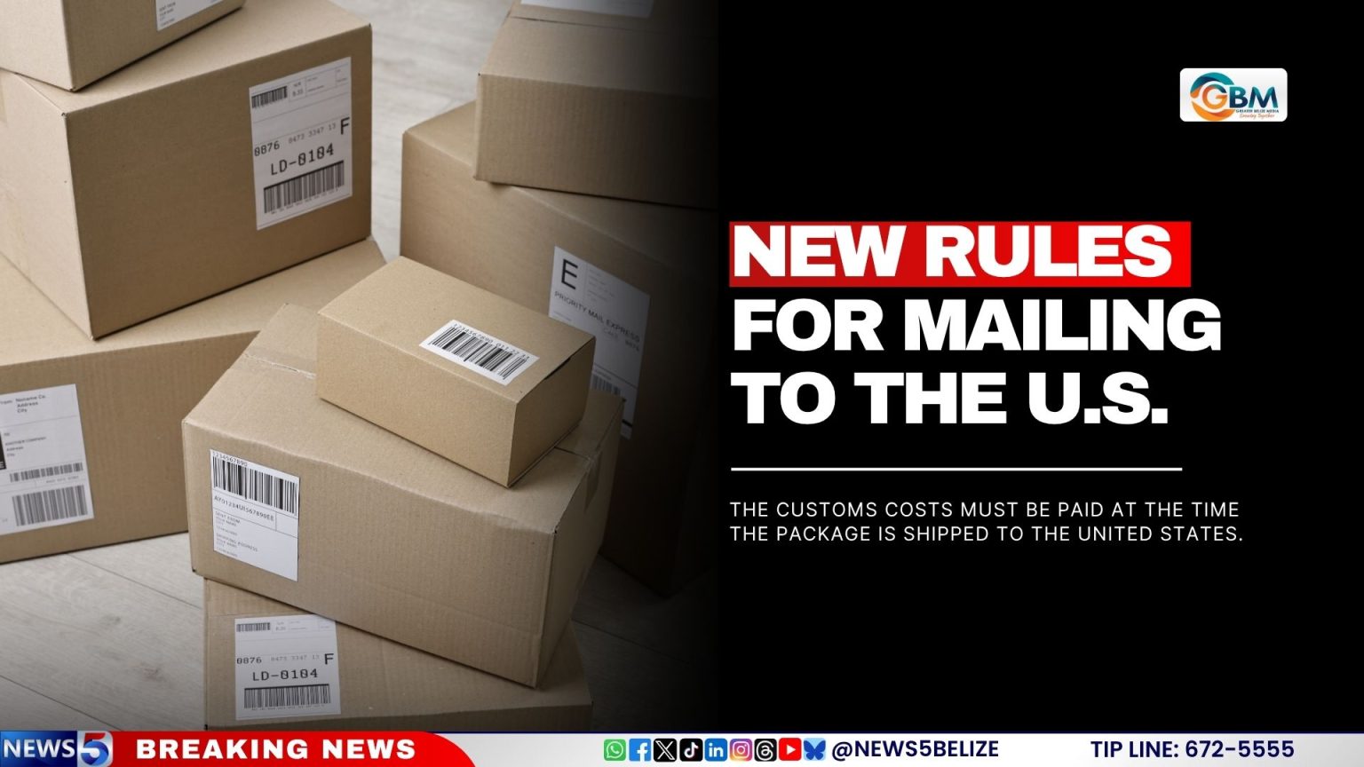 New Rules for Mailing to the U.S. | Greater Belize Media