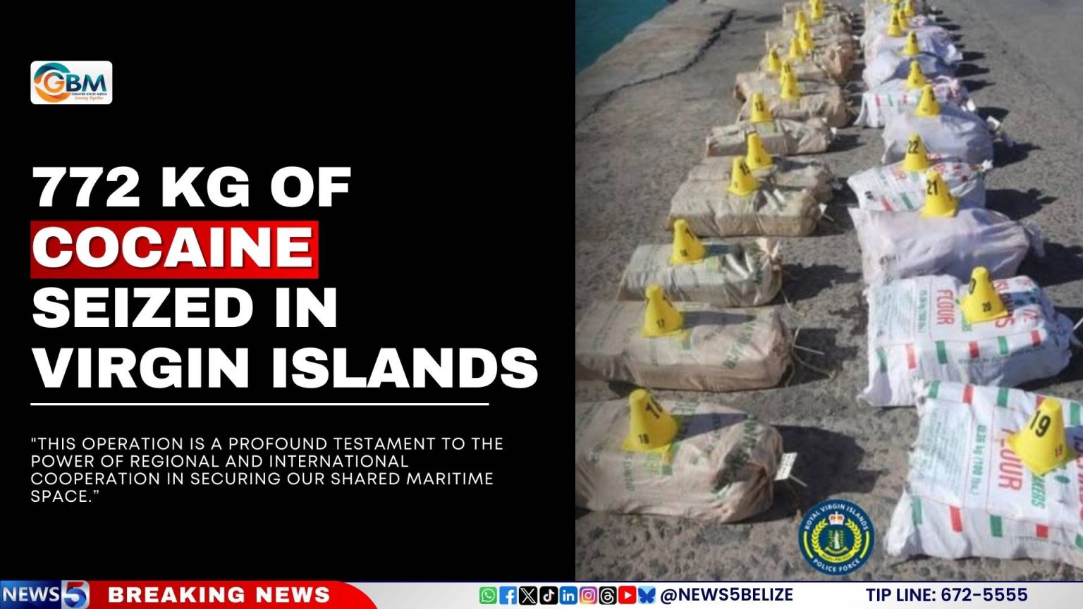772 kg of Cocaine Seized in Virgin Islands | Greater Belize Media