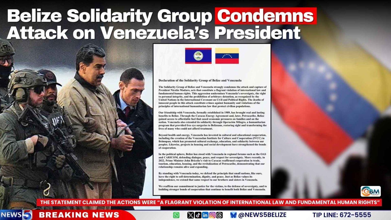 Belize Solidarity Group Condemns Attack on Venezuela’s President ...