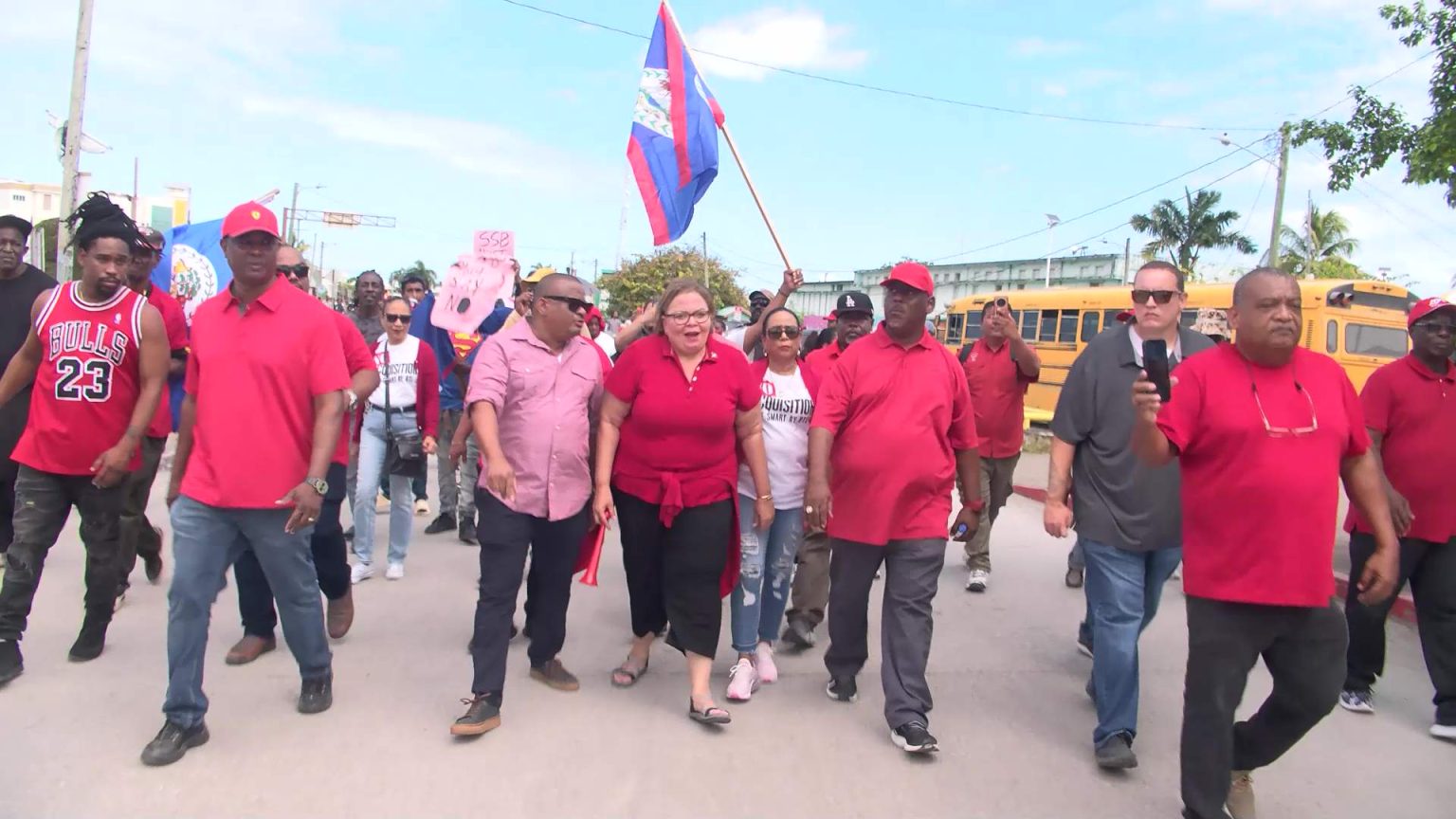 Heavy Police Watch as UDP Protests SSB | Greater Belize Media