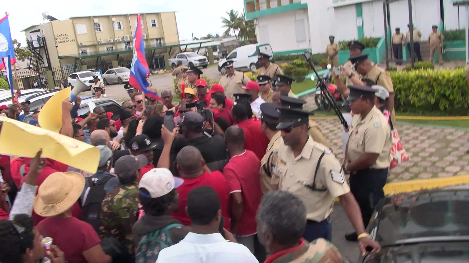 Heavy Police Watch as UDP Protests SSB | Greater Belize Media