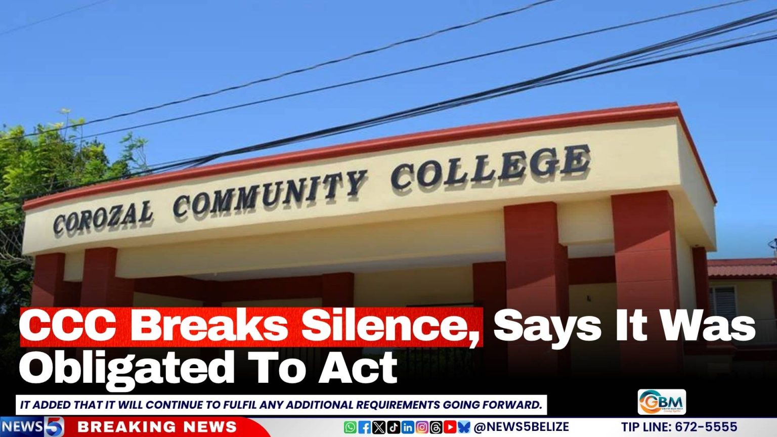 CCC Breaks Silence, Says It Was Obligated To Act | Greater Belize Media